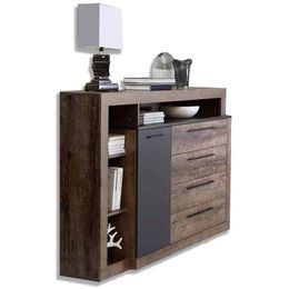 Forte Möbel Kommode Sideboard Wäschekommode Schlafzimmer bellevue Schlammeiche Nb. / Schwa...