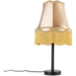 Qazqa - Klassische Tischlampe schwarz mit Granny-Schirm gold 30 cm - Simplo - Gold