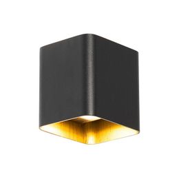 Qazqa Moderne Wandleuchte schwarz inkl. led IP54 quadratisch - Evi - Schwarz