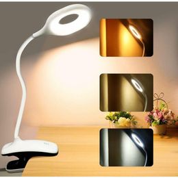 LED-Clip-Schreibtischlampe - 28 LED-Leselicht mit 3 Lichtmodi, stufenloses Dimmen, 360° flexibler Schwanenhals, wiederaufladbare usb- und