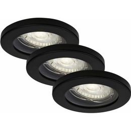 Di-Ka - led Einbauleuchte Kowali 3er Set schwarz-matt ø 8,5 cm 4,7 w warmweiß Einbauleuchte