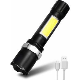 Wiederaufladbare LED-Taschenlampe - 600 lm - 3 Modi - IPX5 wasserdicht Hiasdfls
