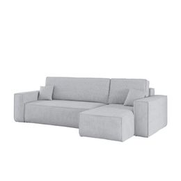 Kaiser Ecksofa mit schlaffunktion und bettkasten, Eckcouch best stoff Poso Dicker Cord viele farben Grau Re