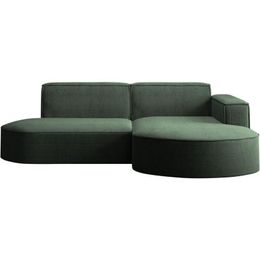 Kaiser Ecksofa Designer modena studio stoff Dicker cord Poso Dunkelgrün Rechts