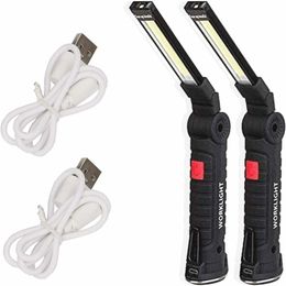 Hiasdfls - Wiederaufladbare Fackel-Lampe USB-Brenner-LED-Arbeitslicht tragbarer magnetischer COB-Haken hängen für die Reparaturlampe im Freien (2