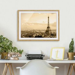 MICASIA Bild mit Rahmen - I Love Paris Größe HxB: 30cm x 40cm, Rahmen: Eiche