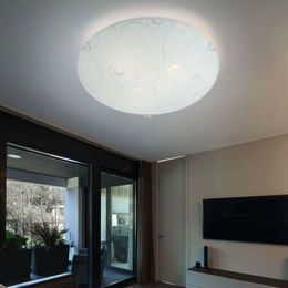etc-shop - Decken Lampe Glas Muster Ess Zimmer Flur Beleuchtung silber satiniert im Set inkl. led Leuchtmittel