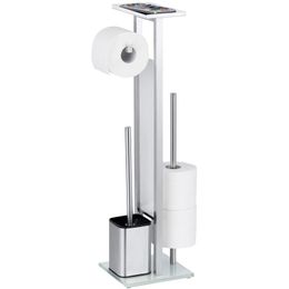 Wenko - Stand WC-Garnitur debar mit Ablage, Toilettenpapierständer, Edelstahl, silber
