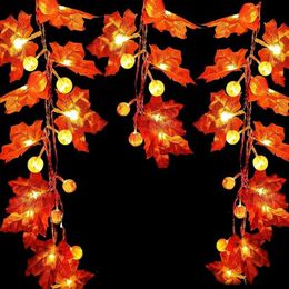 Kürbis-Ahornblatt-Lichterketten, batteriebetriebene dekorative Herbst-Lichterketten für Halloween-Partys, 6 m, 40 Lichter Hiasdfls