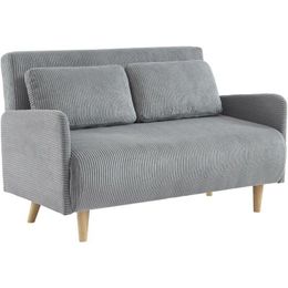 Sweeek - 2-Sitzer-Sofa mit Cordbezug und Holzfüßen, Cord, Hellgrau - Hellgrau