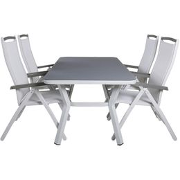 ebuy24 - Virya Gartenset Tisch 90x160cm und 4 Stühle 5posalu Albany weiß, grau.