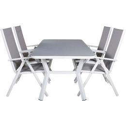 ebuy24 Virya Gartenset Tisch 90x160cm und 4 Stühle Break weiß, grau.