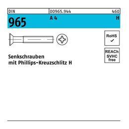 Senkschraube DIN 965 Kreuzschlitz-PH M 3 x 12 -H A 4