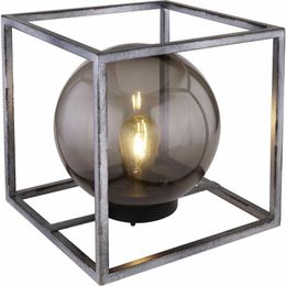 Led Solar-Tischleuchte Metall Rauchglas 23cm Solarleuchte - Globo