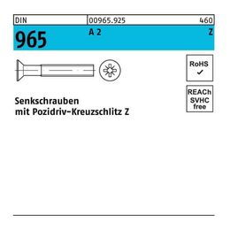Senkschraube DIN 965 Kreuzschlitz-PZ M 3 x 30 -Z A 2