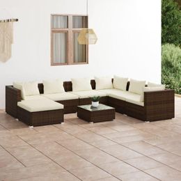 MAISONCHIC - 8-tlg. Garten-Lounge-Set Gartenmöbel-Set Terrassen-Sitzgruppe mit Kissen Poly Rattan Braun ZDEH52512