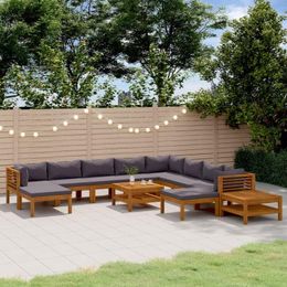 12-tlg. Garten-Lounge-Set Gartenmöbel-Set Terrassen-Sitzgruppe mit Auflage Massivholz Akazie ZDEH41475 MAISONCHIC