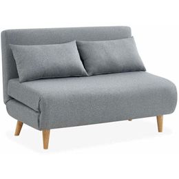 Sweeek - 2-Sitzer-Sofa mit Stoffbezug, Holzfüße, Polyester, Hellgrau - Hellgrau