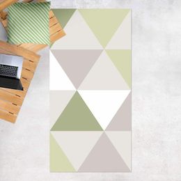 MICASIA Vinyl-Teppich - Geometrisches Muster gekippte Dreiecke Grün - Hochformat 2:1 Größe HxB: 200cm x 100cm