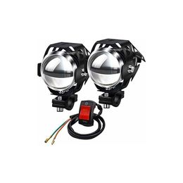 Motorradscheinwerfer Zusatzscheinwerfer, U5 Motorrad Nebelscheinwerfer Projektor Spot LED Motorrad 125W 3000LM Zusatzscheinwerfer mit Schalter für
