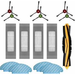 Filterbürsten-Ersatztuch-Zubehör-Set für Ecovacs Deebot Ozmo T8 Aivi T8Max N8 Pro N8 Pro+ T9 T9+ Roboter-Staubsauger (15 Stück) Hiasdfls