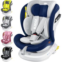 Kidiz Kindersitz Baby Autositz Kinderautositz Isofix Top Tether 360° drehbar Gruppe 0/1/2/3 ab Geburt 0-36kg Mit Sonnenschutzdach Seitenschutz 5 Punkt Grau