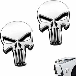 Hiasdfls - Stück Punisher 3D-Metallaufkleber, Punisher-Schädel-Motorrad-Fahrzeugaufkleber, Punisher-Schädel-Autoaufkleber, Motorräder,