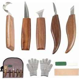10 Stücke Kohlenstoffstahl Holzschnitzwerkzeuge Holzschnitzwerkzeug Set mit Hakenmesser Professionelle Schnitzmesser Holzgravurwerkzeuge für die