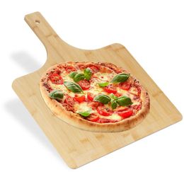 Pizzaschieber xxl, Bambus, 50x38 cm, eckig, Pizzaschaufel, abgerundete Kanten, mit Griff, Brotschieber, natur - Relaxdays