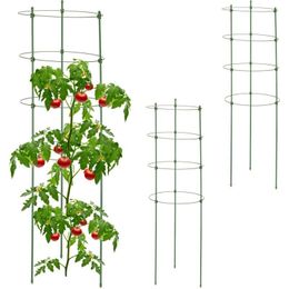 Tomatenturm 3er Set, Pflanzenturm 91 cm, Rankhilfe Metall, für Tomaten, Gurken, Rosen, runde Rosensäule, grün - Relaxdays