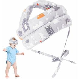 Baby Kopfschutz, 1 Stück Baby Schutzhelm, Baby Schutzhelm, aus hautfreundlicher Baumwolle, verstellbar - Grau Hiasdfls