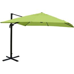 Gastronomie-Ampelschirm HHG 980, Sonnenschirm, 3x3m (Ø4,24m) Polyester/Alu 23kg grün ohne Ständer - green