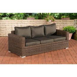 CLP Polyrattan 3er-Sofa Bilbao / Madeira 5mm braun-meliert anthrazit