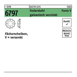 Zahnscheibe DIN 6797 Form V versenkt V 6,4 Federstahl galvanisch verzinkt