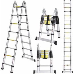 Teleskopleiter Klappleiter Multifunktionale Aluminium Schiebeleiter Maximale Belastung: 150 kg - 5.0 m (2.5 m + 2.5 m)