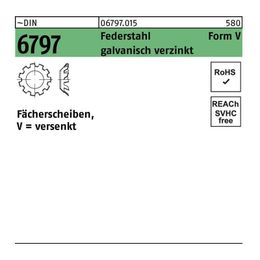 Zahnscheibe DIN 6797 Form V versenkt V 10,5 Federstahl galvanisch verzinkt