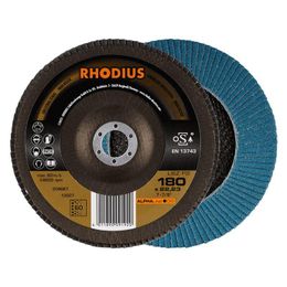 Rhodius Abrasives - rhodius lsz F2, 10 Stück, 180 mm, Korn 60, Fächerscheibe
