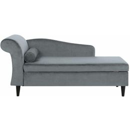 Beliani Chaiselongue Linksseitig Hellgrau Samtstoff Holzfüße Glamourös Retro Mit Zierkissen - Schwarz