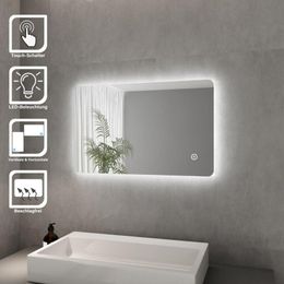 80x50cm Rechteckig LED Badspiegel kaltweiß Licht Touch-Schalter Beschlagfrei
