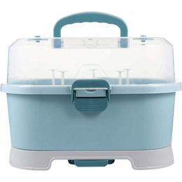 Babyflaschen-Wäscheständer mit Deckel, tragbare Babyflaschen-Aufbewahrungsbox, Geschirr-Organizer für die Verwendung in der Küche zu Hause, blau