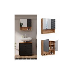 VICCO Badspiegelschrank Irma Eiche Anthrazit 54 x 55 cm Badezimmer