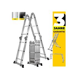 Craftfull Mehrzweckleiter CF-104A, 6in1, Gelenkleiter aus Aluminium, 3,5 -5,8 m, Anti-Rutsch-Profil (3.5 Meter 4x3 Sprossen)