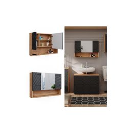 VICCO Badspiegelschrank Irma Eiche Anthrazit 80 x 55 cm Badezimmer