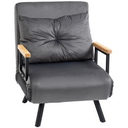 HOMCOM Sessel mit Sitzkissen grau 63L x 73B x 81H cm