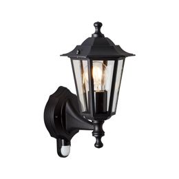 Brilliant Lampe, Carleen Außenwandleuchte Bewegungsmelder schwarz, 1x A60, E27, 60W, IP-Schutzart: 23 - regengeschützt
