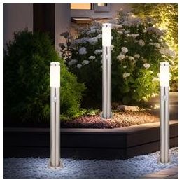 3x Außen Steh Lampe Stand Garten Edelstahl Strahler Beleuchtung BEWEGUNGSMELDER