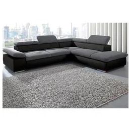 Sit & More Ecksofa SIT & MORE "Valantine L-Form" Sofas Gr. B/H/T: 272cm x 73cm x 226cm, Luxus-Microfaser ALTARA NUBUCK, Ottomane rechts, mit Bettfunktion, schwarz (schwarz, grau) inkl. Kopf- und Armteilverstellung, wahlweise mit Bettfunktion