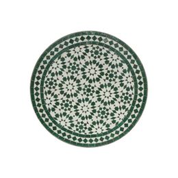 Casa Moro Gartentisch Mediterraner Mosaiktisch Ø 60 cm rund Ankabut Weiß mit Eisengestell (Kunsthandwerk aus Marokko)