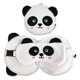 BEMIRO Tierkuscheltier Schlafmaske Panda mit Reisekissen