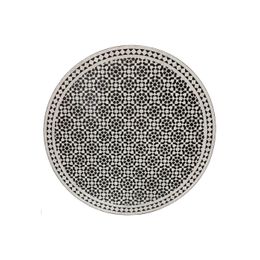 Casa Moro Bistrotisch Marokkanischer Mosaiktisch D120 schwarz weiß glasiert rund (mit schmiedeeisen Gestell)
